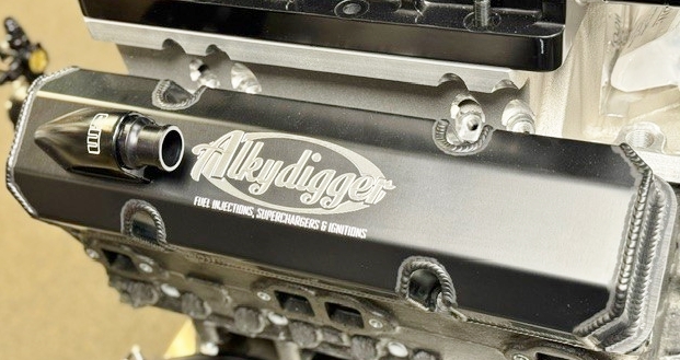 WILLIAMS SB CHEVY "Black" ALKYDIGGER LOGO- FABRICATED BILLET RAIL VALVE ...