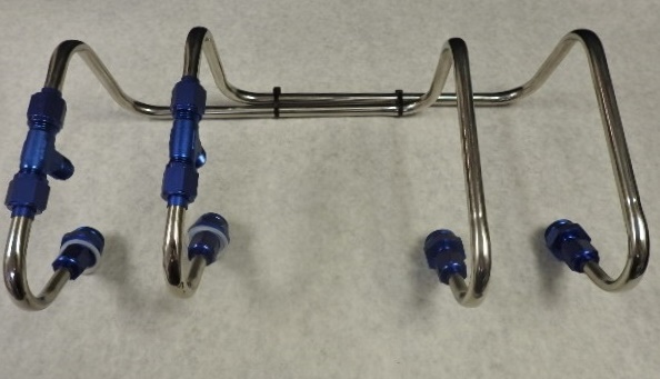 TBS 4372-BLUE Line kit - Dual Inlet 4150 Carb Fuel Lines - Stainless w ...