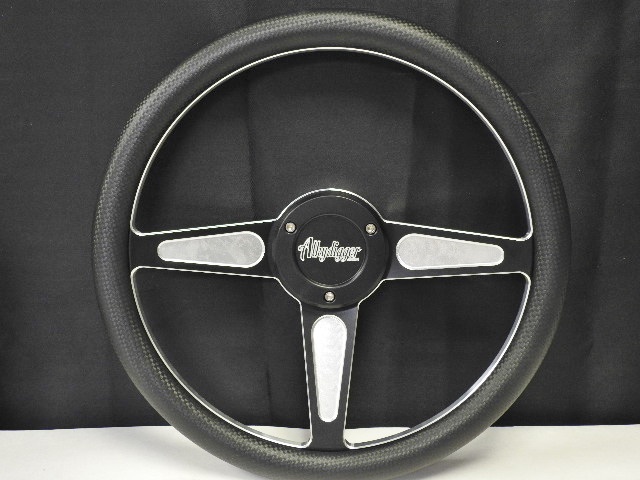 ALKYDIGGER 14" BILLET STEERING WHEEL W BLACK GRIP KITS TO FIT