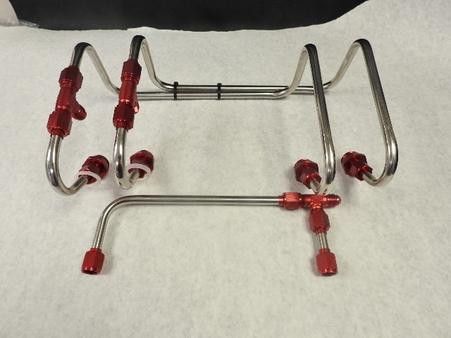 TBS 4375-RED Dual Inlet 4500 DOMINATOR Fuel Line Kit S.S. POLISHED w ...